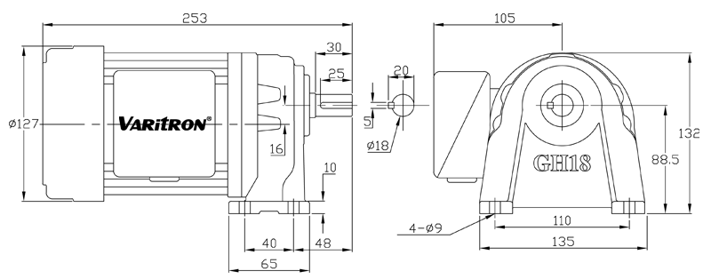 Varitron- 齒輪減速機-GH 腳座型附馬達